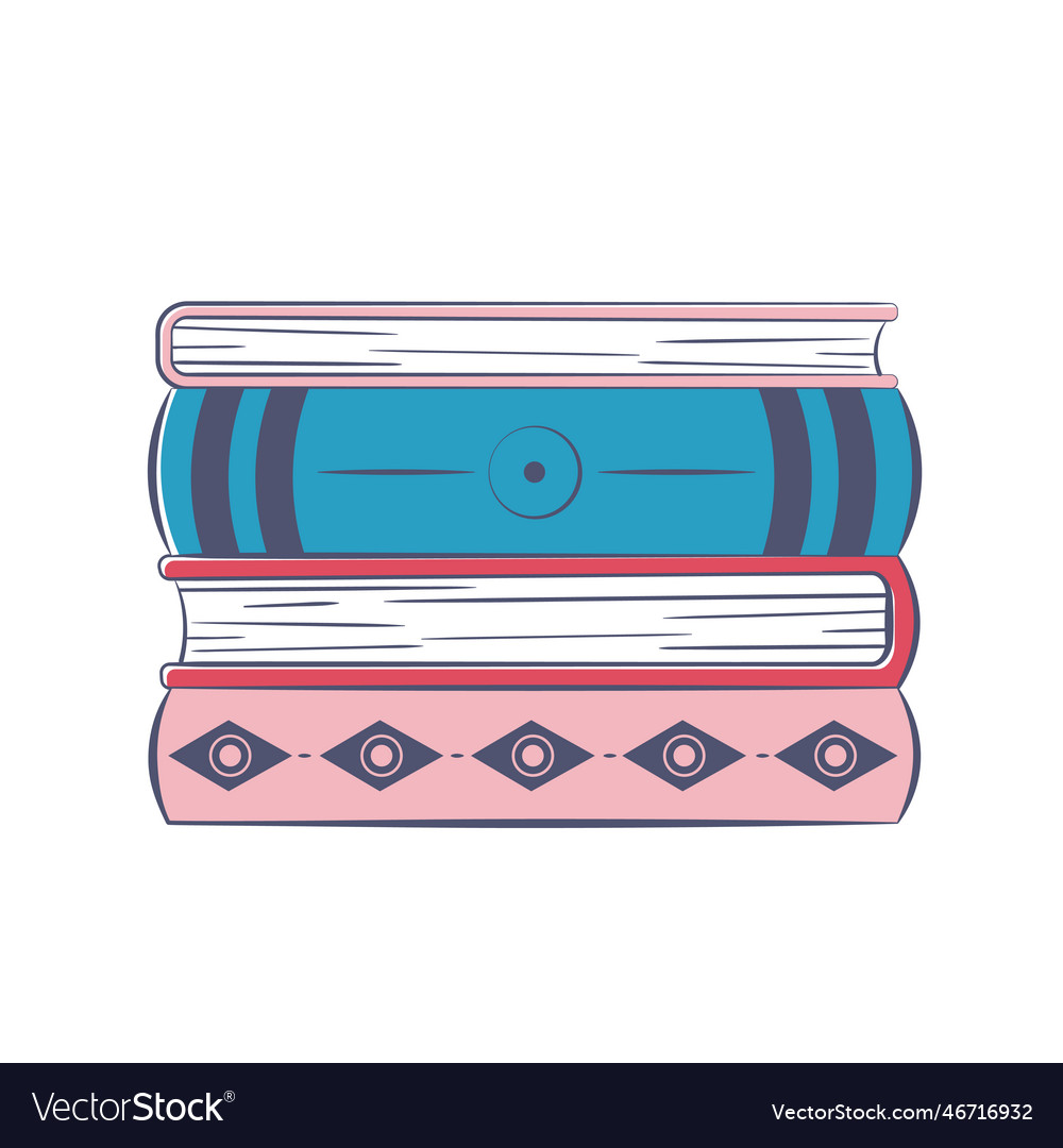 Stack Of Multi Colored Books With Different Vector Image