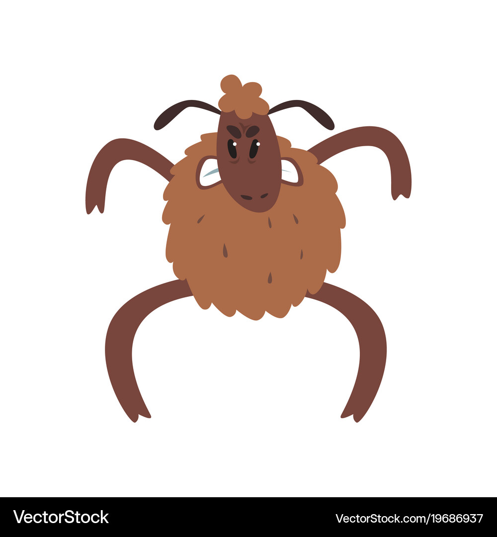 Angry funny sheep character standing on two legs Vector Image