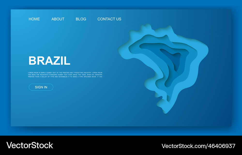Brazil 3d paper cut website template map Vector Image