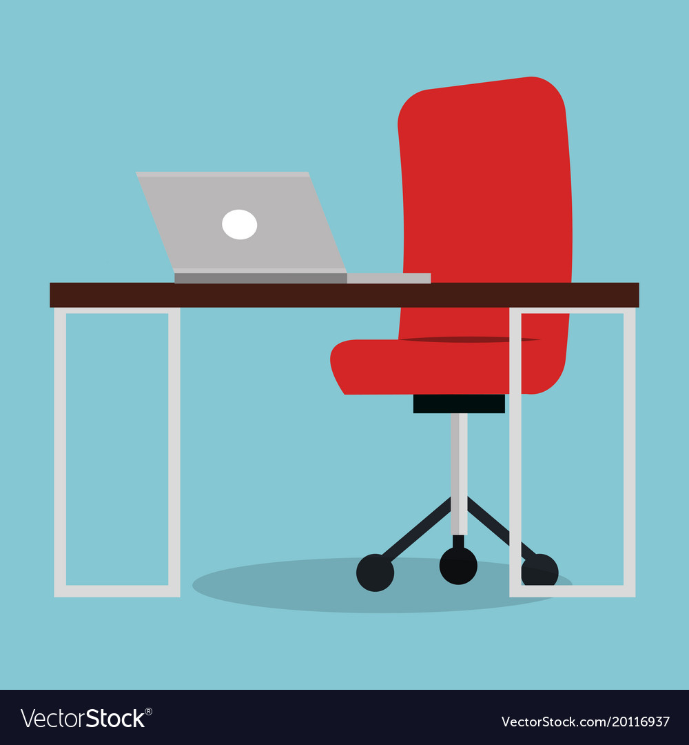 Business office workplace with computer Royalty Free Vector