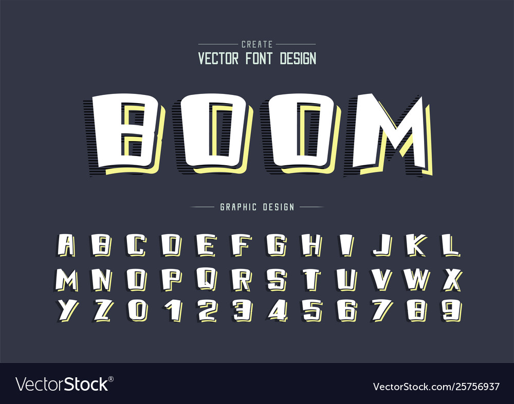 Cartoon font and alphabet line bold typeface Vector Image