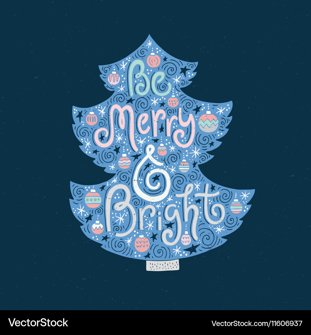 Christmas lettering in the tree Royalty Free Vector Image