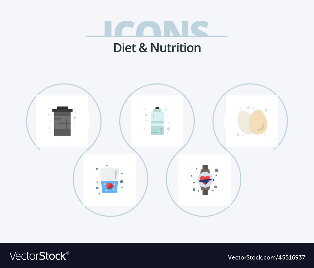 Diet and nutrition flat icon pack 5 icon design Vector Image