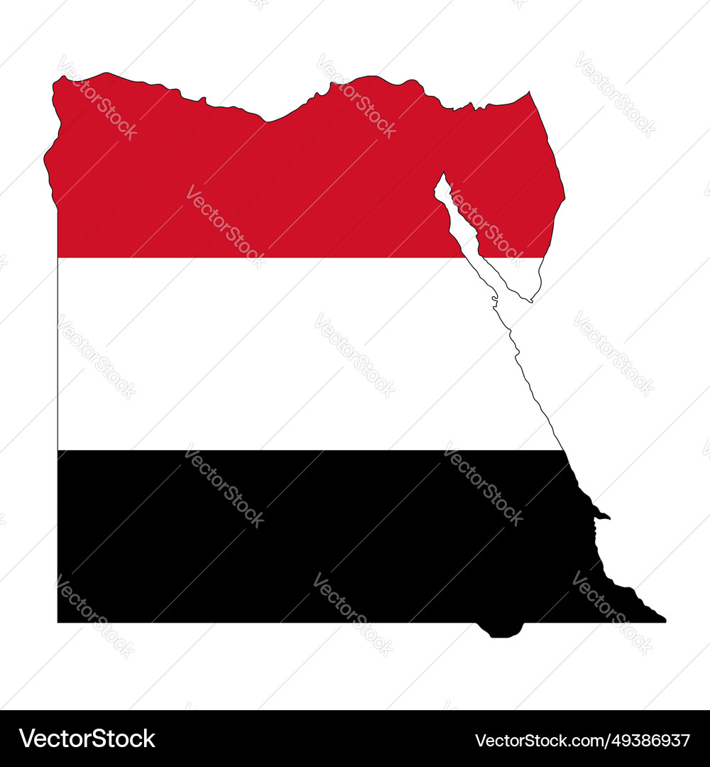 Egypt map silhouette with flag isolated on white Vector Image