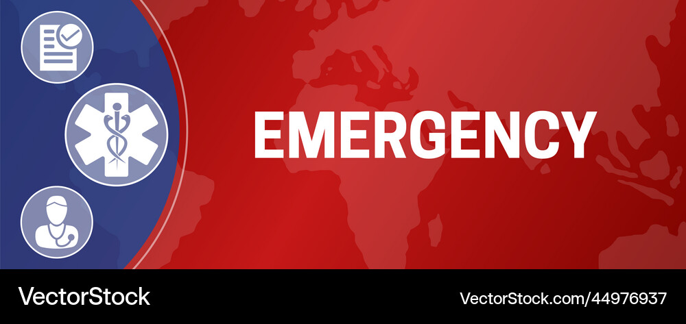 Emergency blue and red background banner design Vector Image