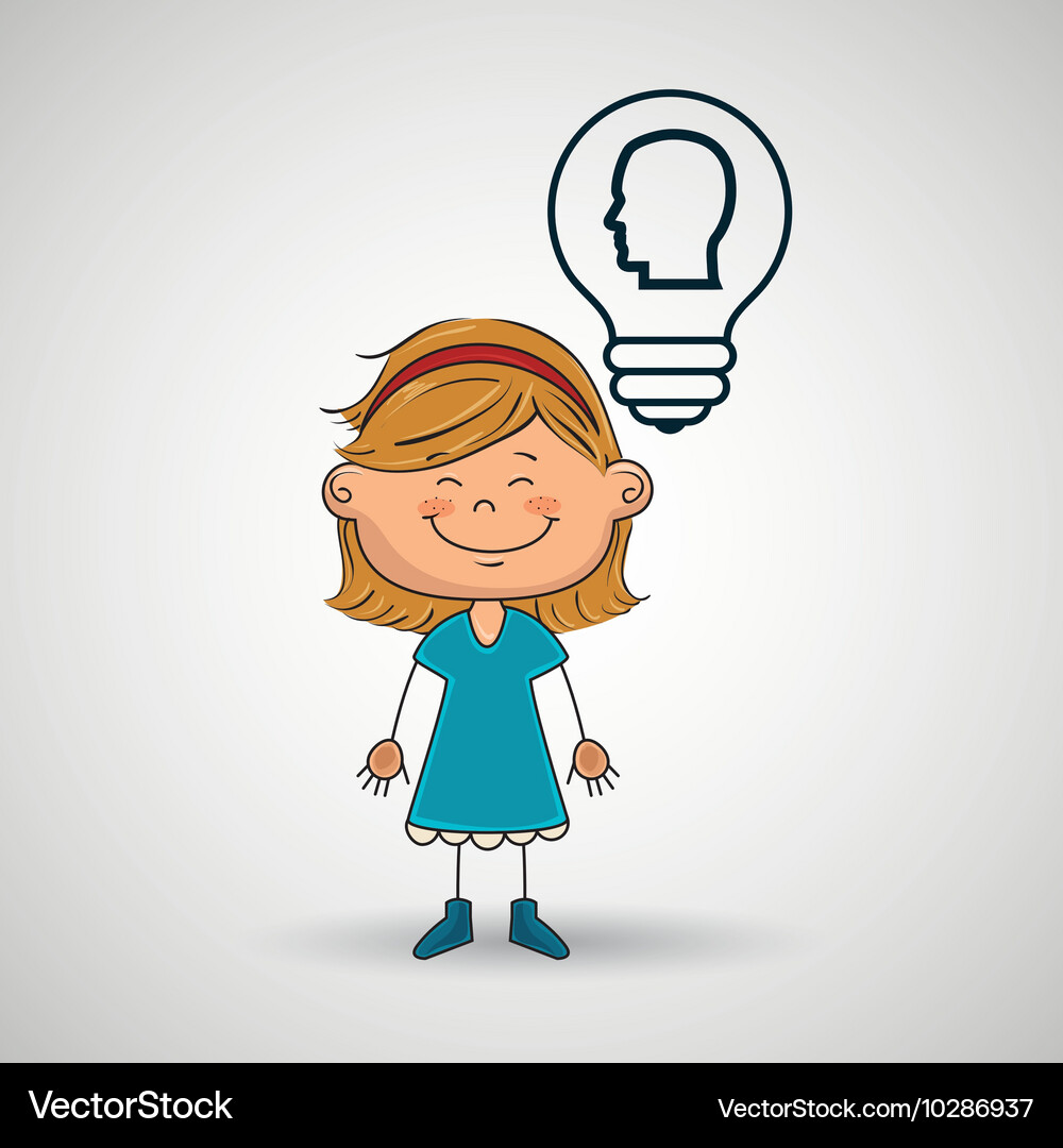 Girl idea gears icon Royalty Free Vector Image