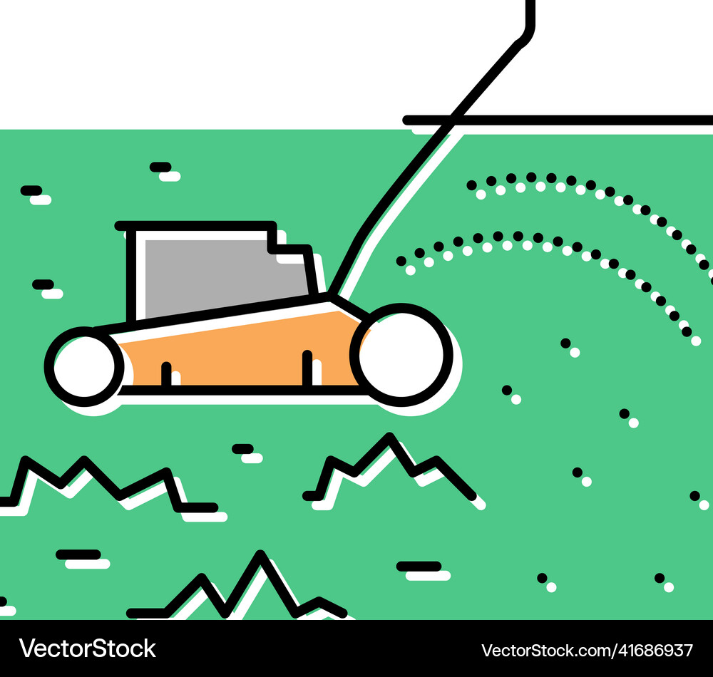 Grass cutting with lawn mower color icon Vector Image