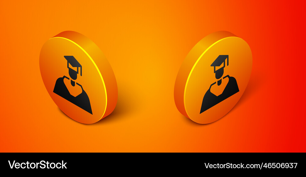 Isometric graduate and graduation cap icon Vector Image