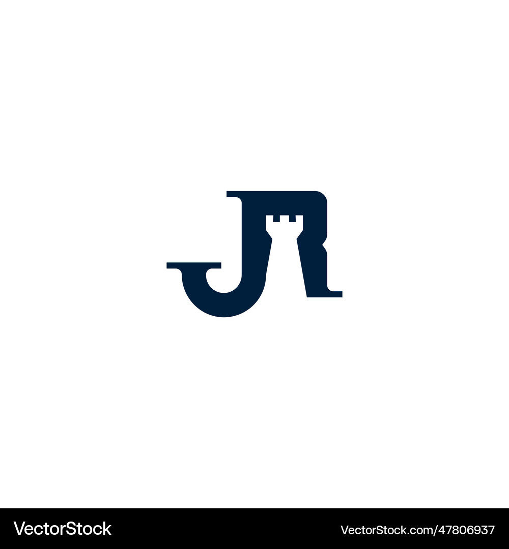 Letters jr rook chess negative space logo design Vector Image