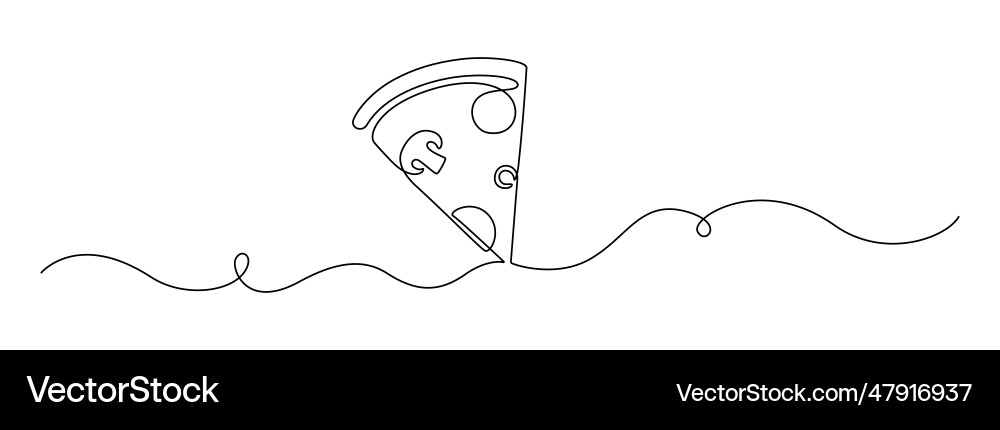 One continuous line drawing of pizza slice symbol Vector Image