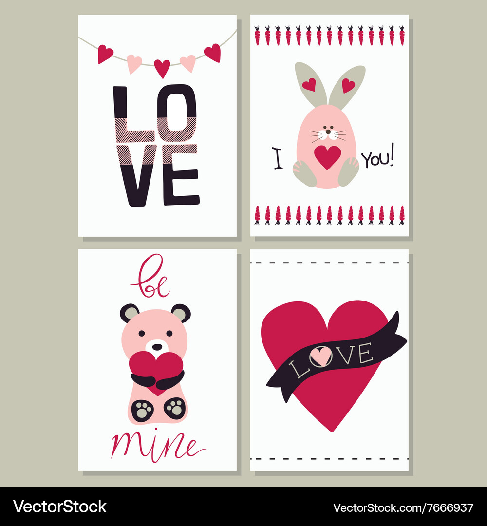 Set of love card Royalty Free Vector Image - VectorStock