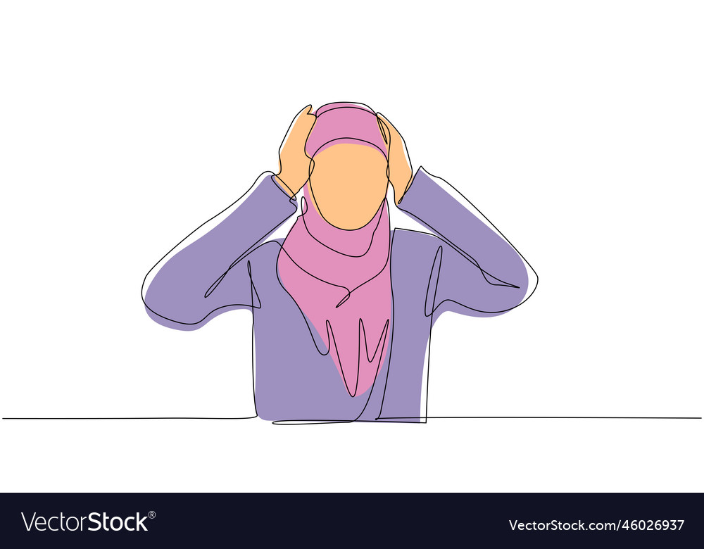 Single continuous line drawing arabian woman Vector Image