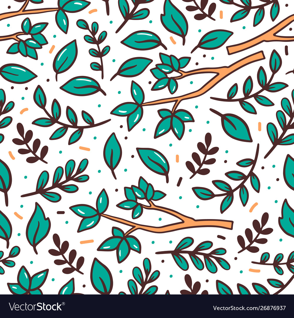 Tree branches flat seamless pattern Royalty Free Vector