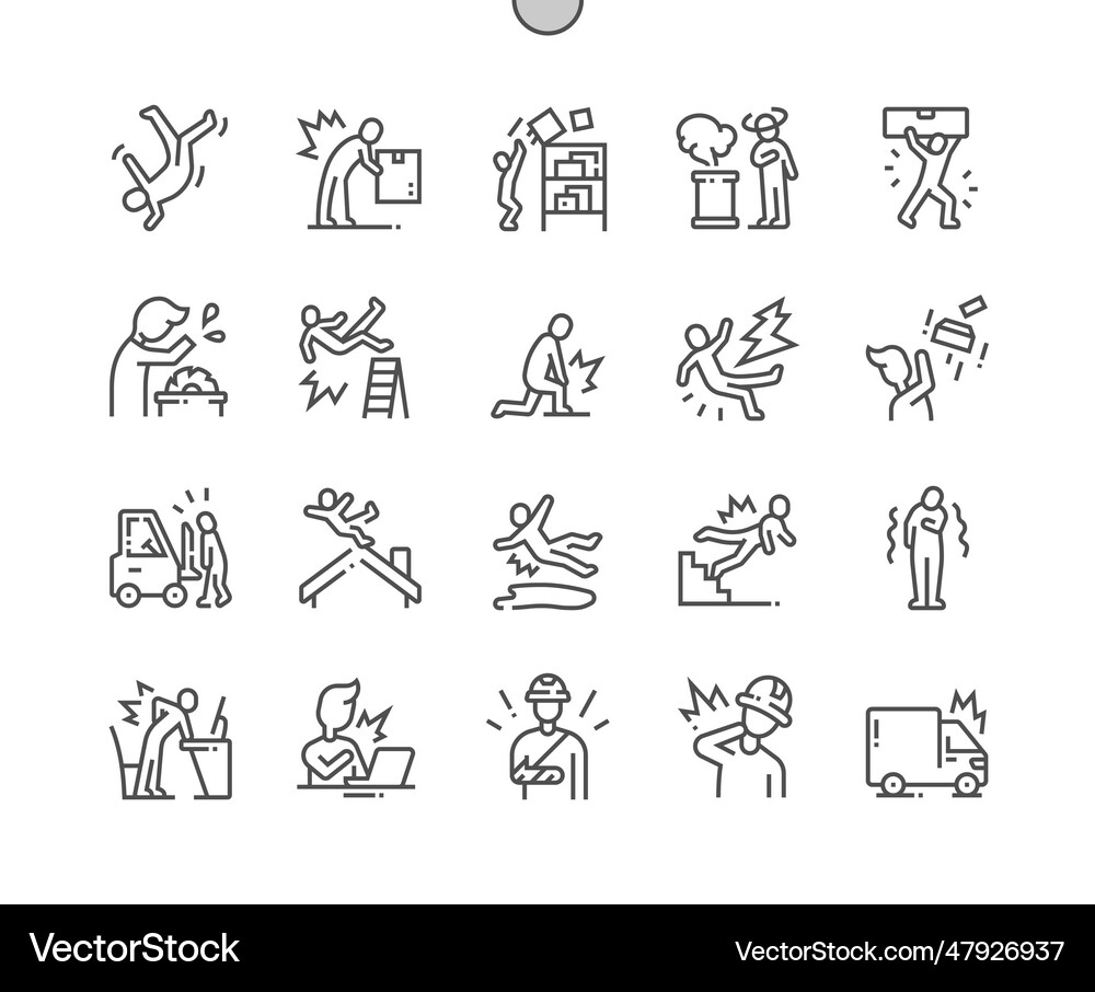 Workplace injury falls from heights Royalty Free Vector