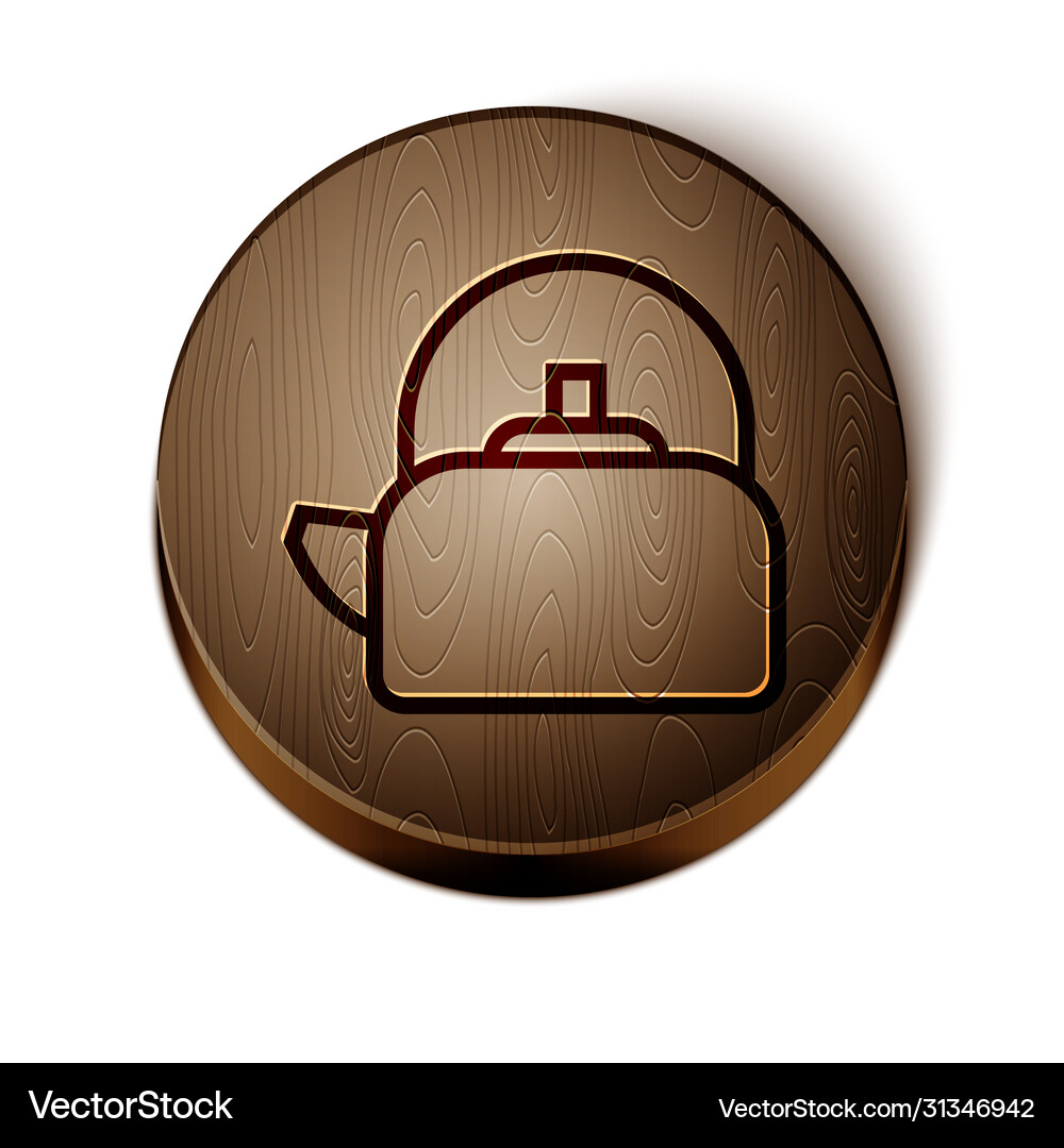 Brown line kettle with handle icon isolated Vector Image