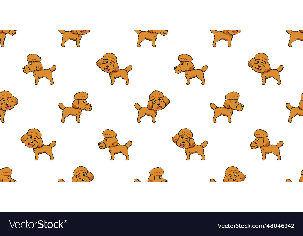 Cartoon cute poodle dog seamless pattern Vector Image