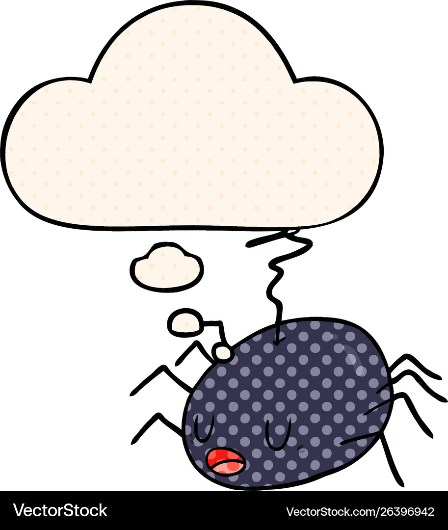 Cartoon spider and thought bubble in comic book Vector Image