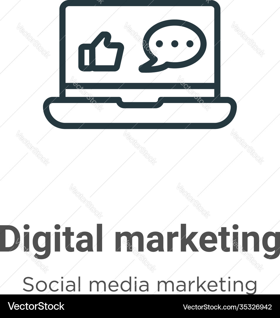 Digital marketing outline icon thin line black Vector Image