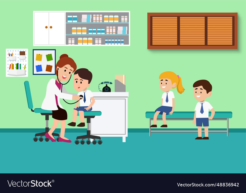 Image of children in sick room Royalty Free Vector Image