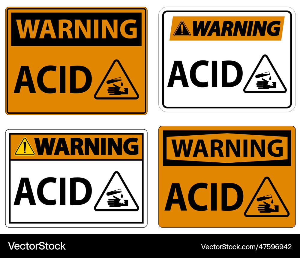 Label acid warning sign on white background Vector Image