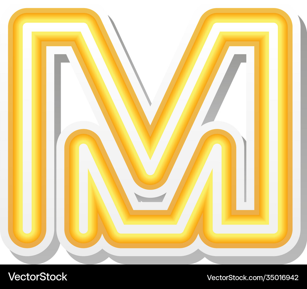 Letter m in orange neon font Royalty Free Vector Image