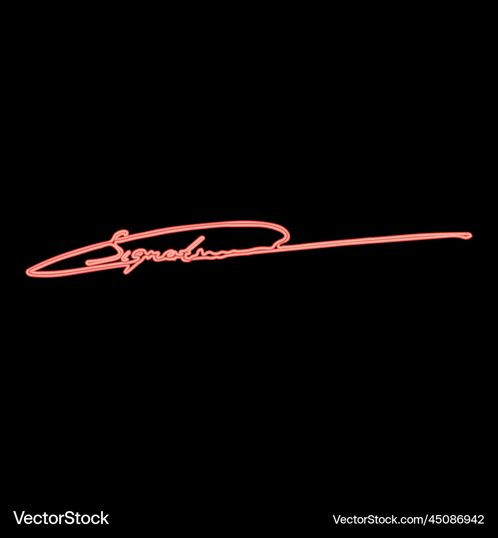 Neon signature handwriting red color image flat Vector Image