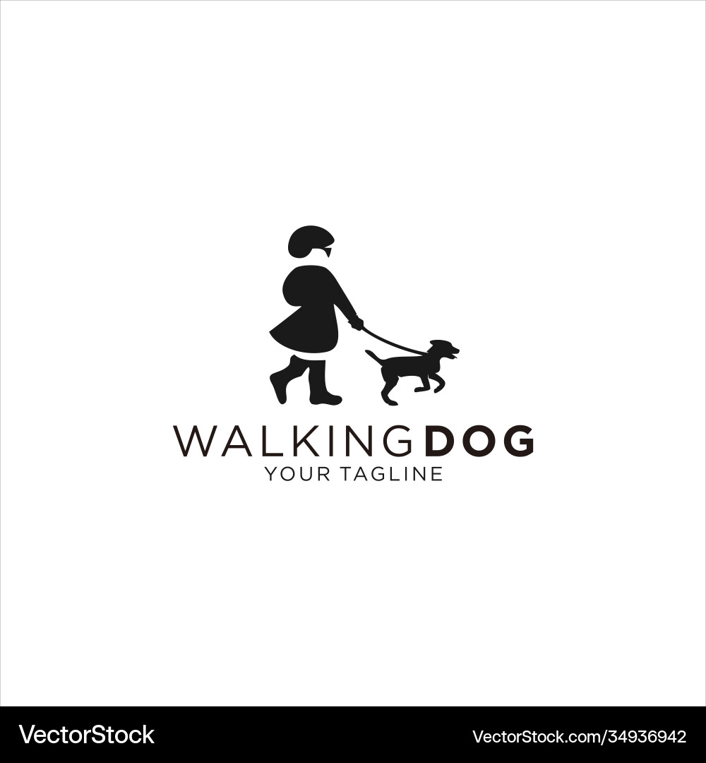 Owner and dog logo design template Royalty Free Vector Image