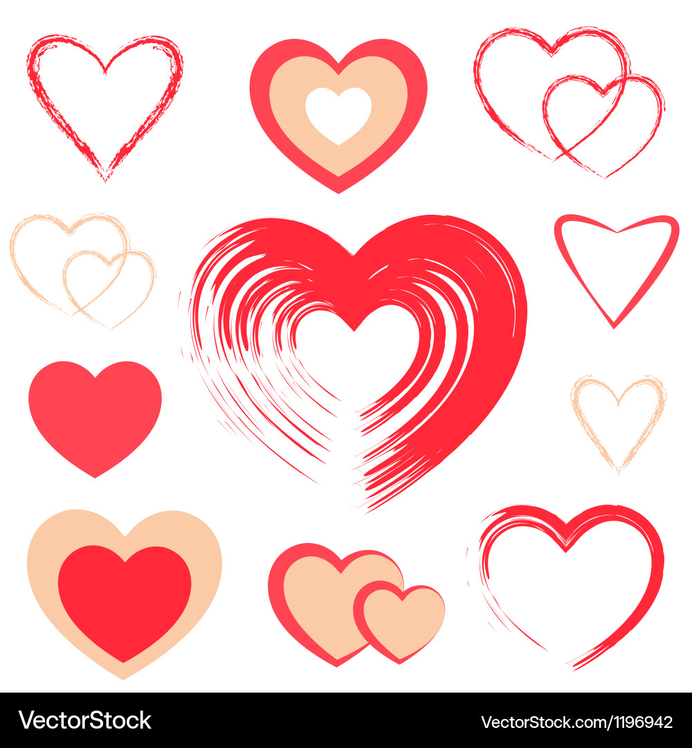 Set of red hearts Royalty Free Vector Image - VectorStock