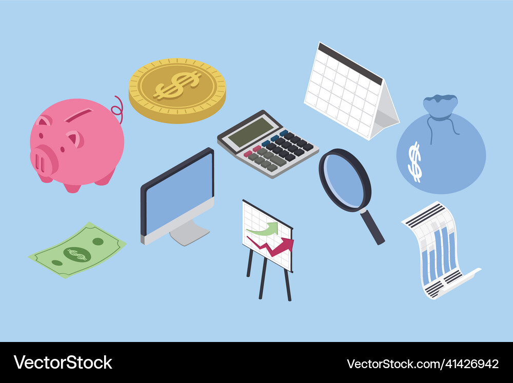 Ten budget management icons Royalty Free Vector Image