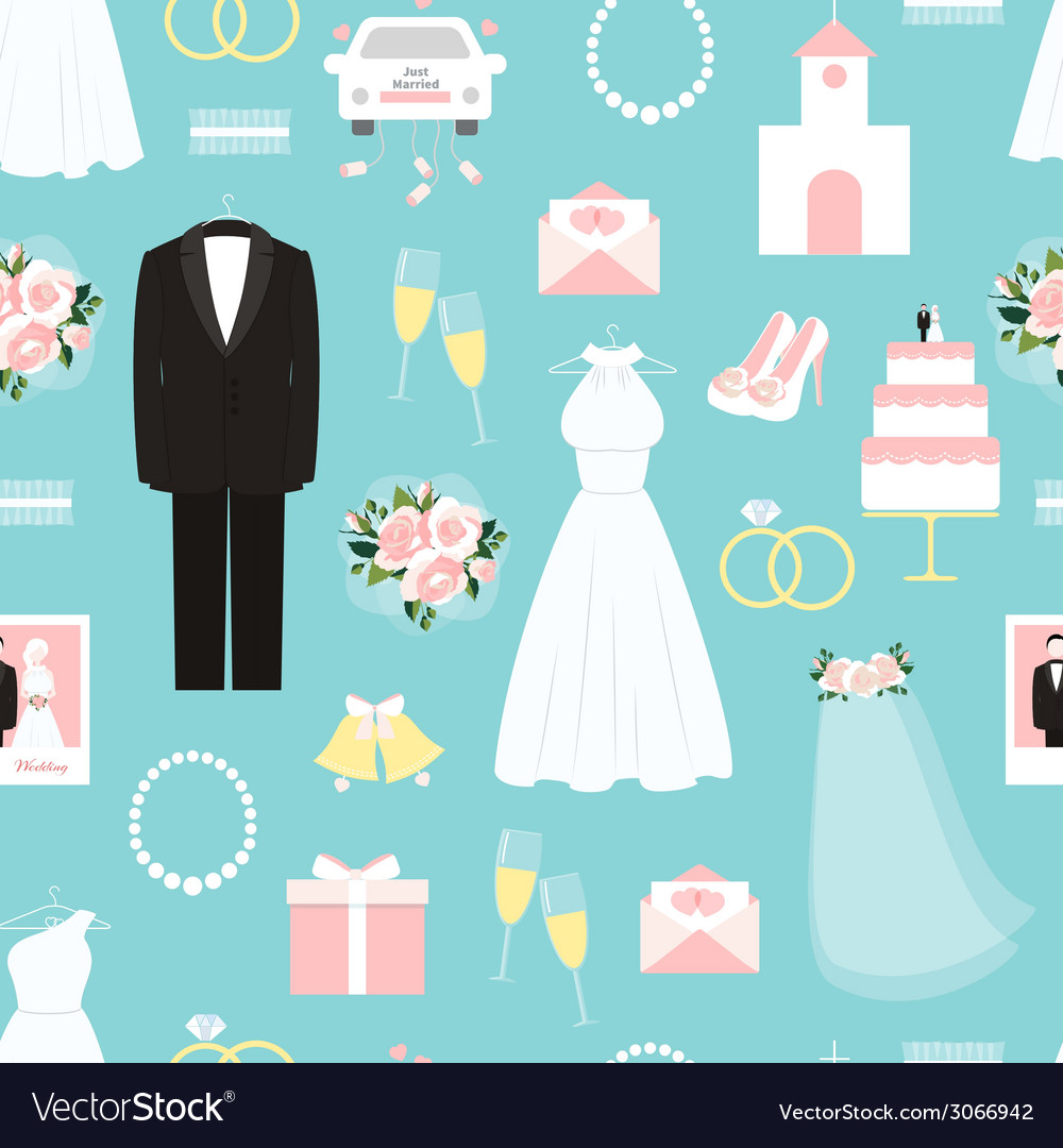 Wedding seamless background pattern Royalty Free Vector