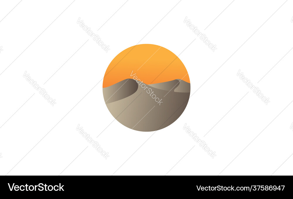 Abstract modern desert with sunset logo symbol Vector Image