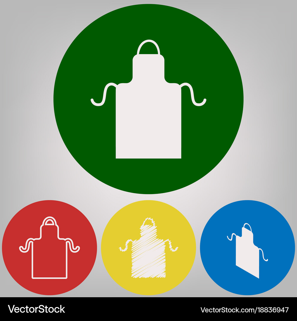 Apron simple sign 4 white styles icon Royalty Free Vector