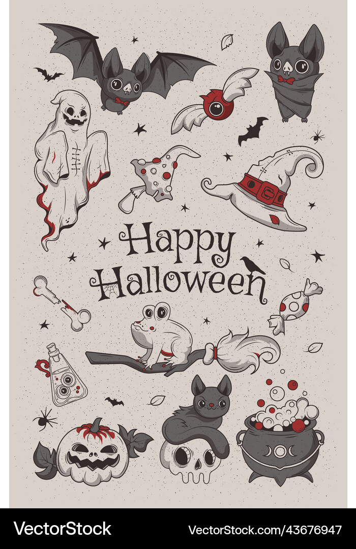 Big set of halloween doodle Royalty Free Vector Image