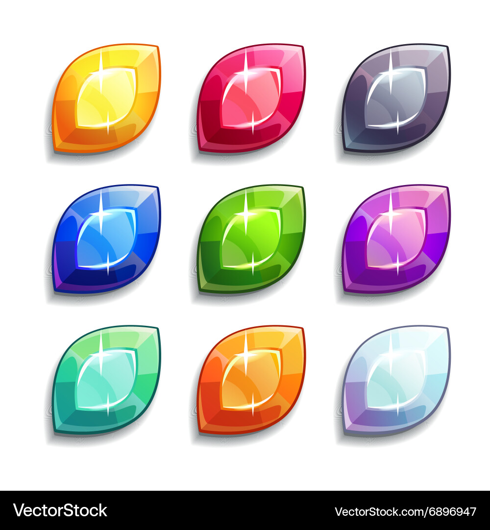 Cartoon gems and diamonds Royalty Free Vector Image