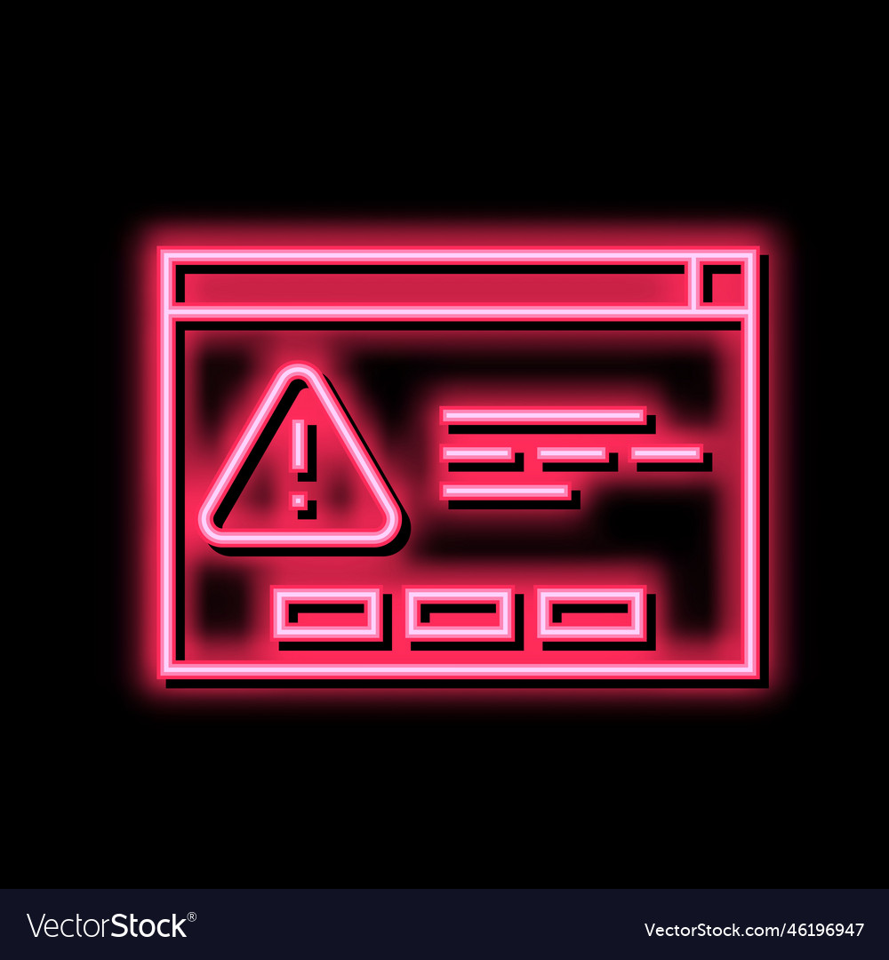 Computer task error neon glow icon Royalty Free Vector Image