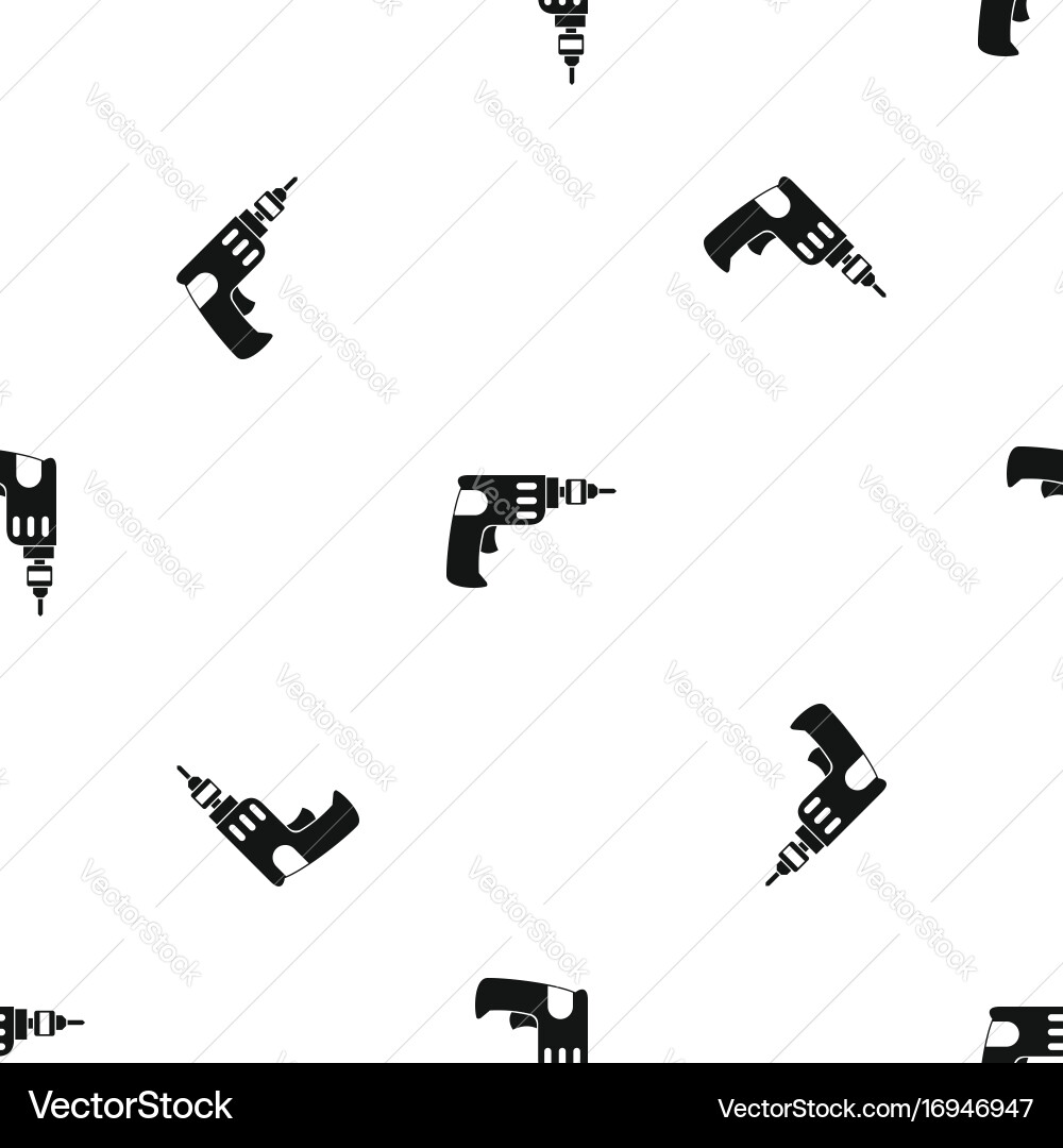 Hand drill pattern seamless black Royalty Free Vector Image