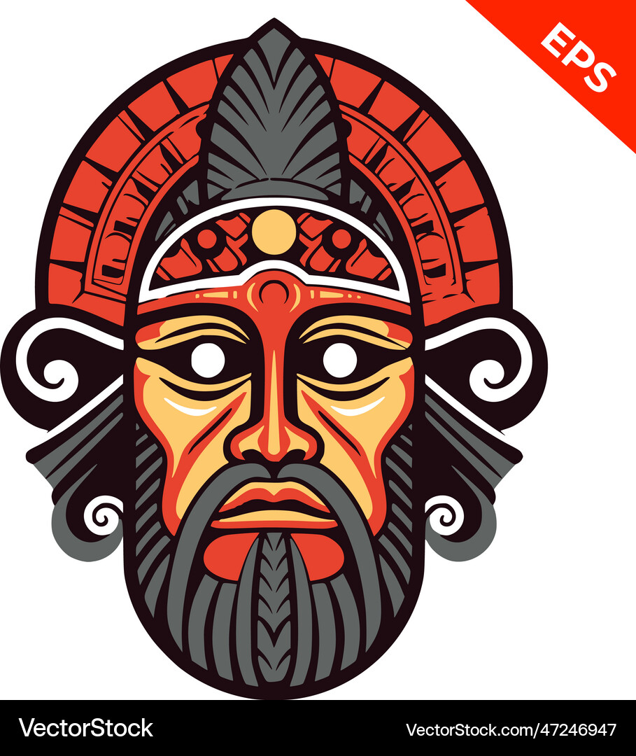 Man beard tribal mask indigenous pacific islander Vector Image