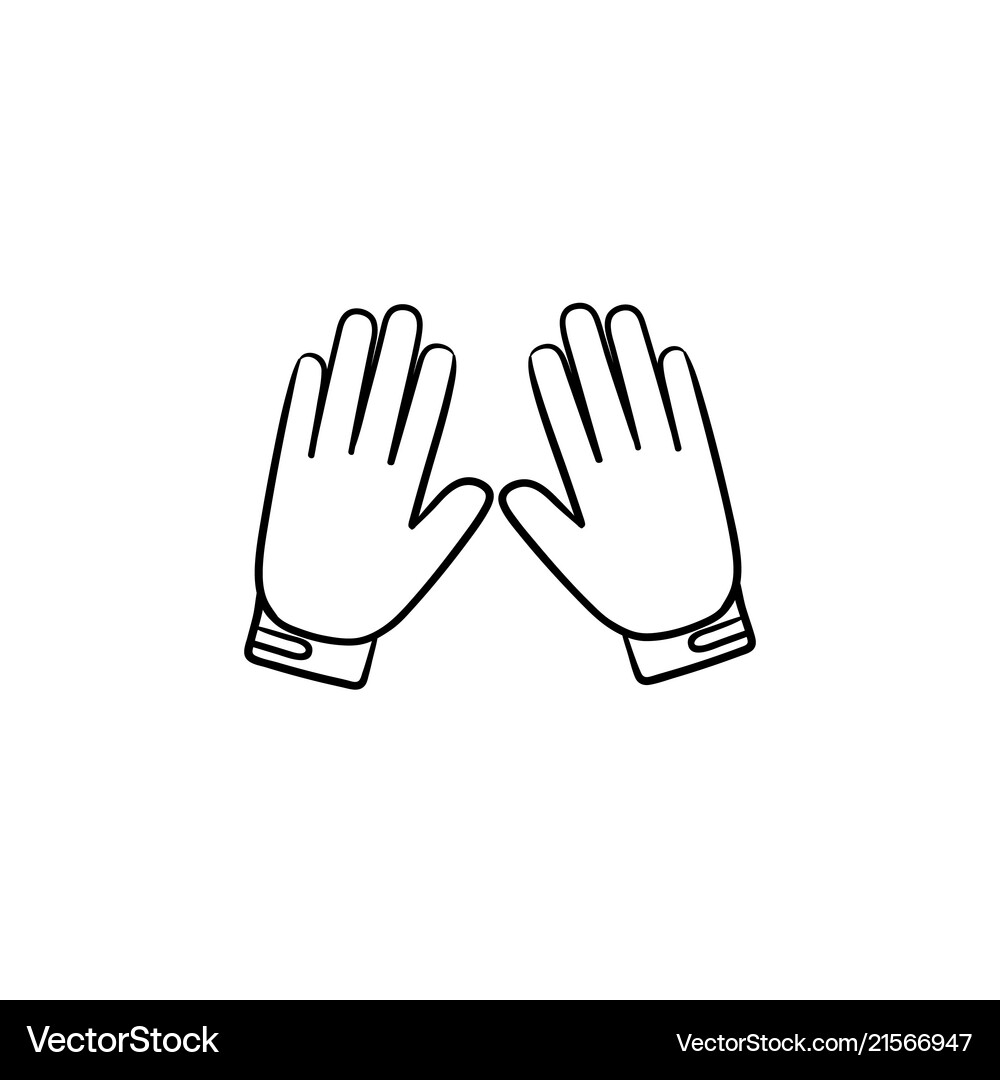 Motorcycle gloves hand drawn outline doodle icon Vector Image