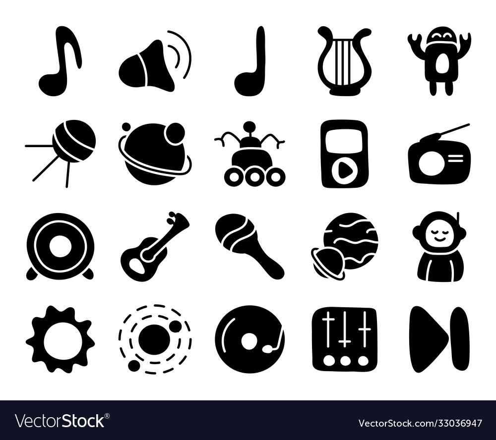 Pack entertainment solid icons Royalty Free Vector Image