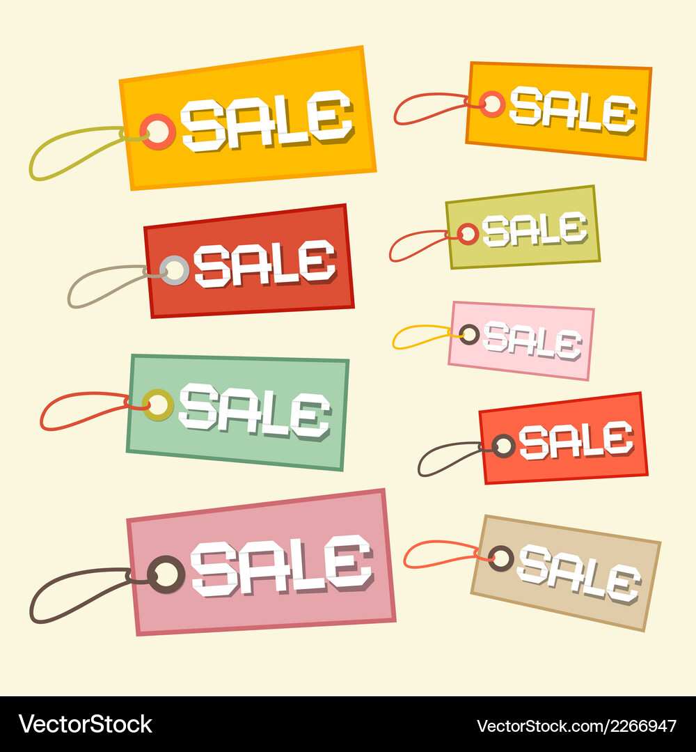 Retro paper sale tags labels Royalty Free Vector Image