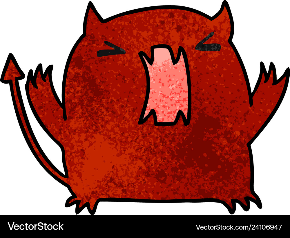 Textured cartoon of a cute kawaii devil Royalty Free Vector