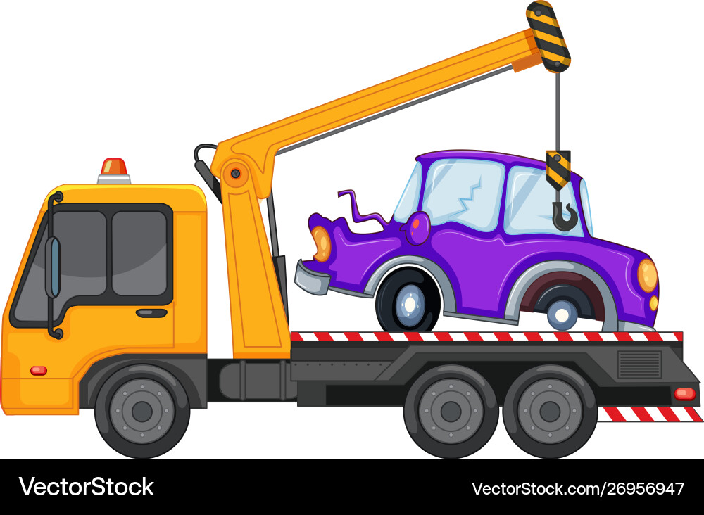 Tow truck and broken car Royalty Free Vector Image