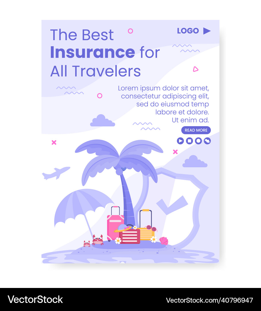 Travel insurance poster template flat design Vector Image