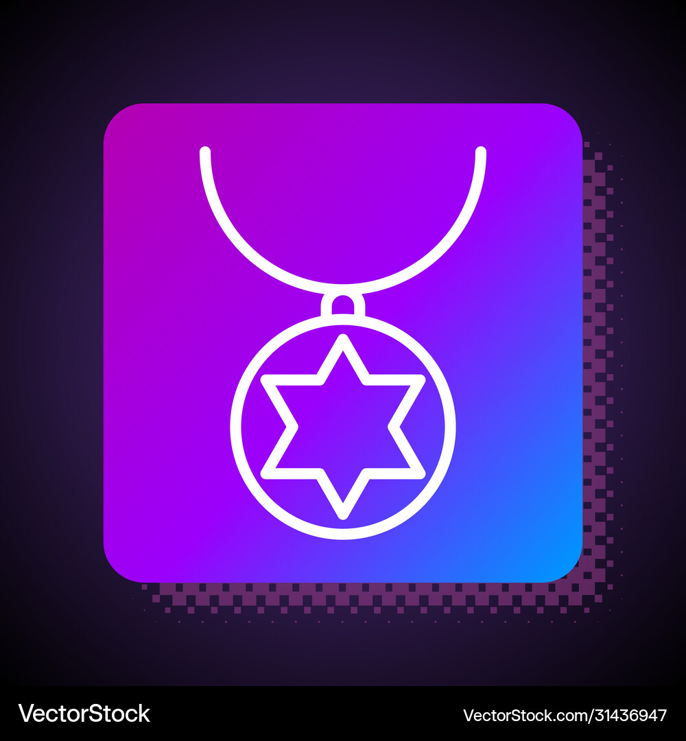 White line star david necklace on chain icon Vector Image
