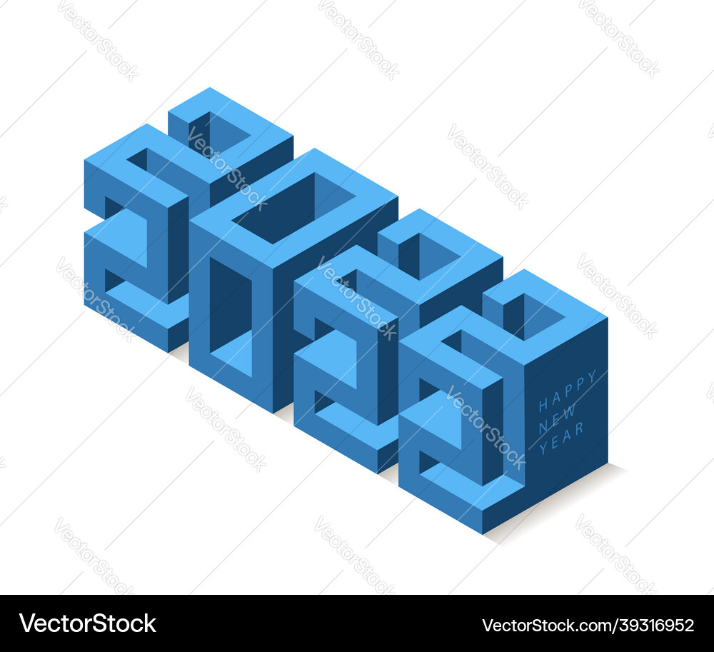 2022 year 3d design in modern isometric style Vector Image