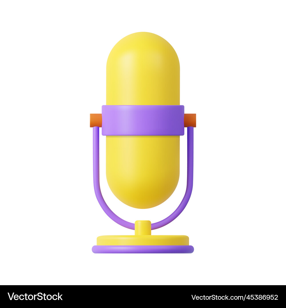 3d podcast microphone on stand audio equipment Vector Image