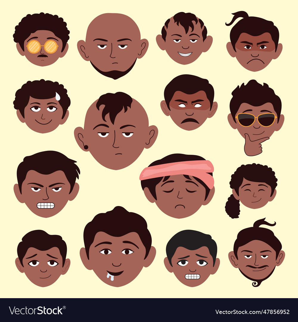 Black boy and girl emoji collection Royalty Free Vector