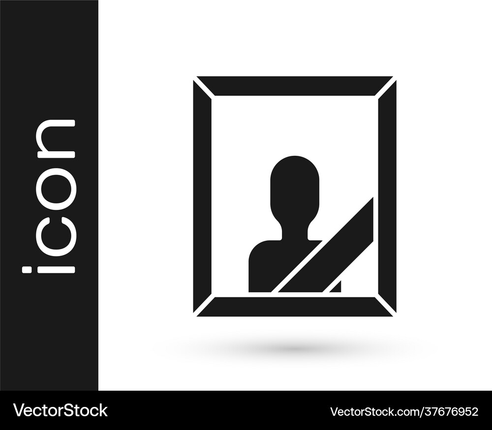 Black mourning photo frame with ribbon icon Vector Image