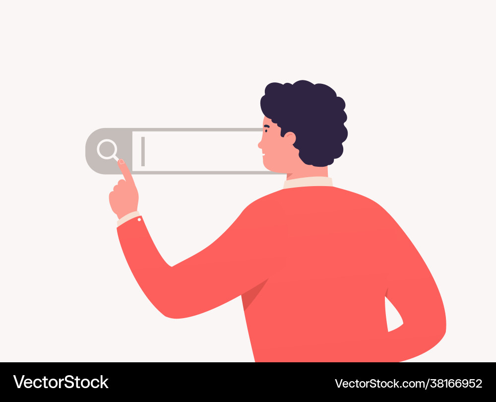 Business man clicks internet search page internet Vector Image