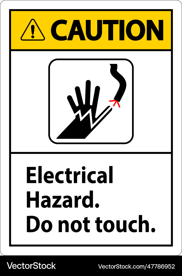 Caution sign electrical hazard do not touch Vector Image